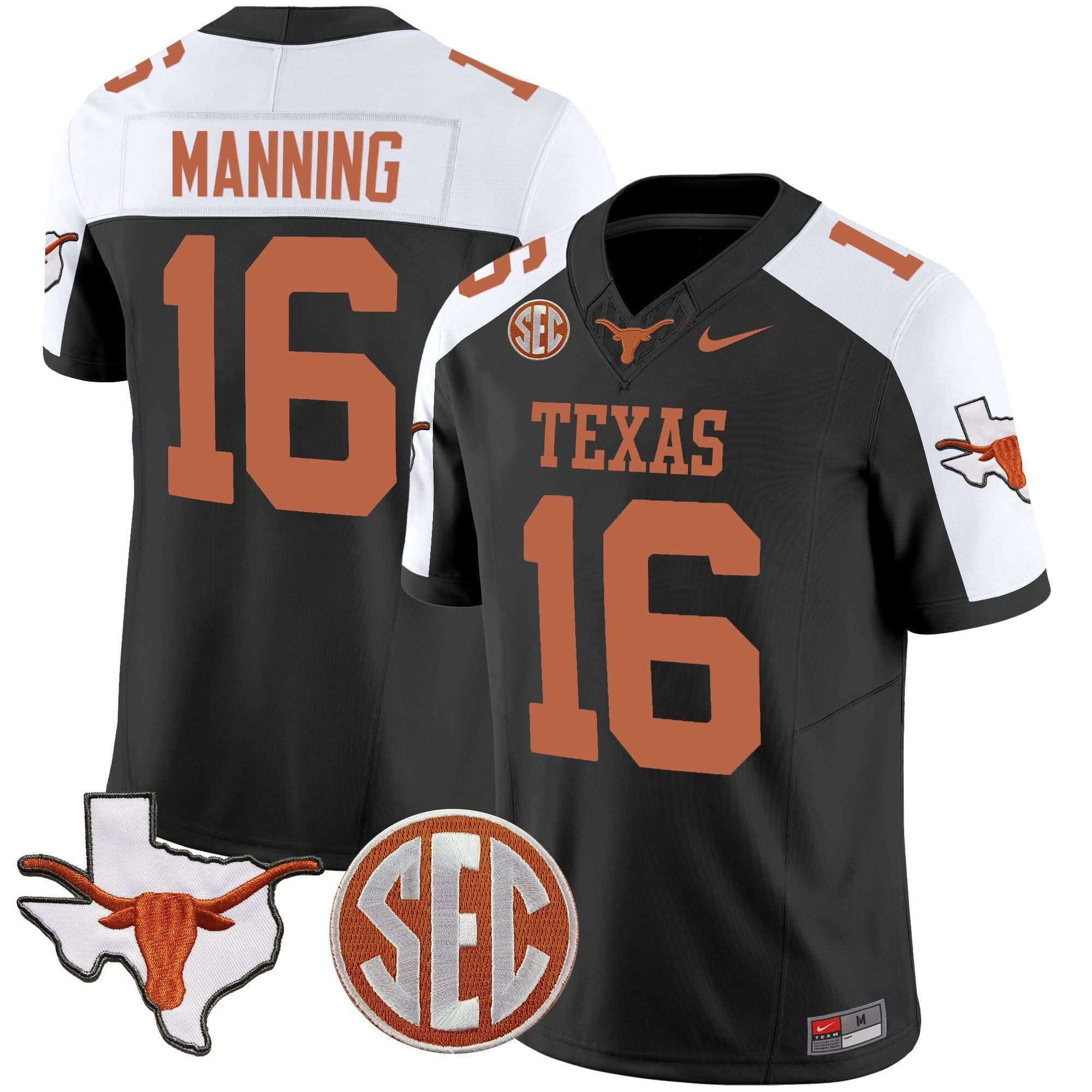 Texas Longhorns State Map & SEC Patch Vapor Jersey V2 - All Stitched ...